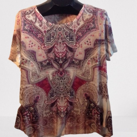 ONE WORLD | Tops | One World Mandala Sparkle Brown Boho Top Plus X ...